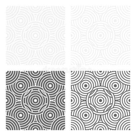 Set Of Seamless Gray Patterns Of Circles Arcs Lines To Create Fabric And Wallpaper Easy