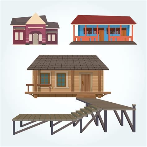 Casa Vector Edificio Hogar Ilustración Vector Premium