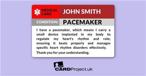 Pacemaker Id Cards Medical And Awareness Cards The Card Project Uk