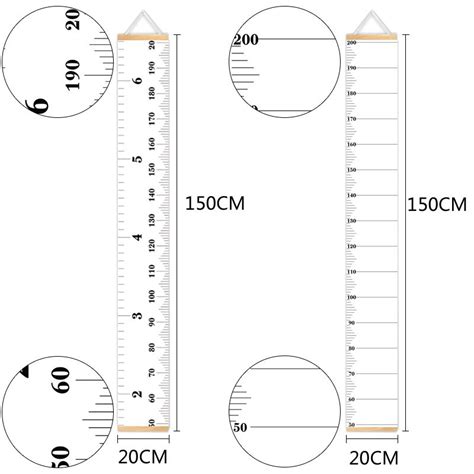 Badu Bg Скандинавска детска платнена висяща маса Диаграма на растежа Линийка за измерване на