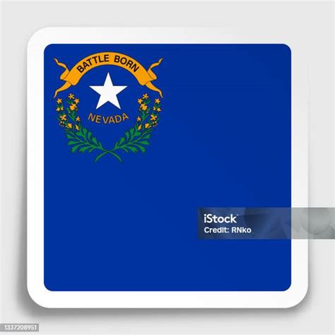 그림자가있는 종이 사각형 스티커에 네바다 국기 아이콘의 미국 상태 모바일 응용 프로그램 또는 웹용 버튼입니다 벡터 10월에 대한 스톡 벡터 아트 및 기타 이미지 Istock