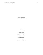 Module 1 Assignment Docx MODULE 1 ASSIGNMENT 1 Module 1 Assignment Babe Name Babe Number