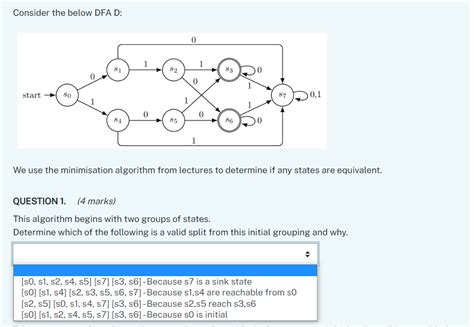 Solved Thank You Consider The Below Dfa D We Use The Minimisation