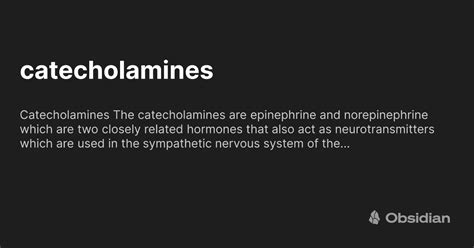 Catecholamines Obsidian Publish
