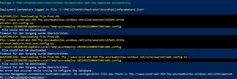 Orchestrator Installation In Azure Apps Service Error Message When