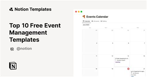 Top 10 Free Event Management Templates Notion Template Marketplace