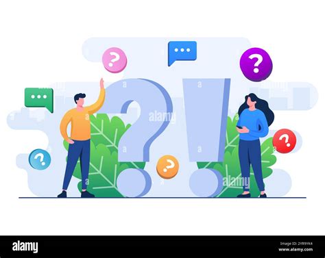 People Characters Standing Near Question Mark And Exclamation Mark People Ask Questions And