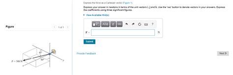 solved express the force as a cartesian vector figure 1
