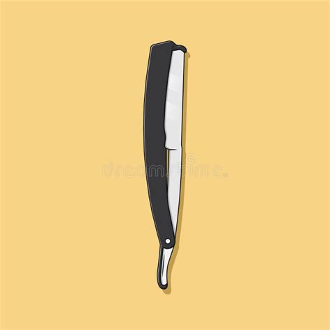 Straight Razor Vector Icon Illustration With Outline For Design Element