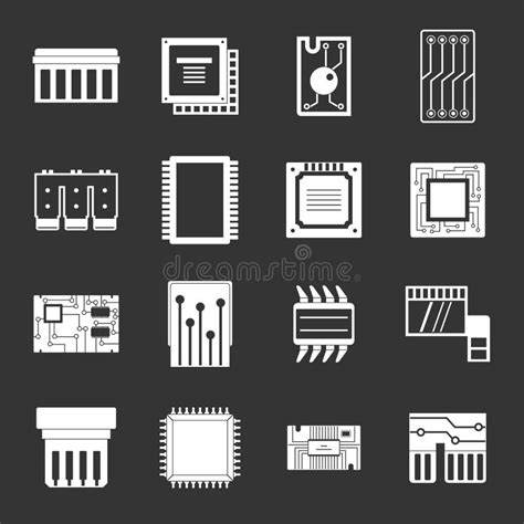 Computer Chips Icons Set Grey Stock Illustration Illustration Of Data Board 125285958