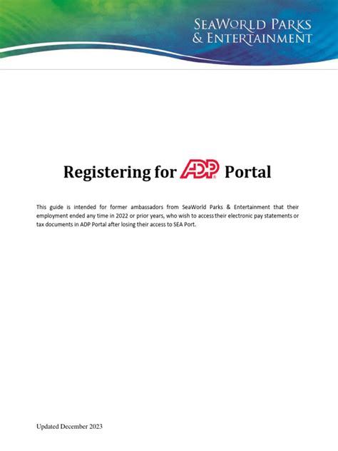 Registering For Adp Portal2023 Pdf Password Login