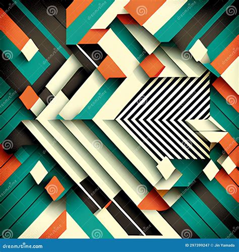 Abstract Background With Overlapping Geometric Shapes 3d Illustration Horizontal Stock