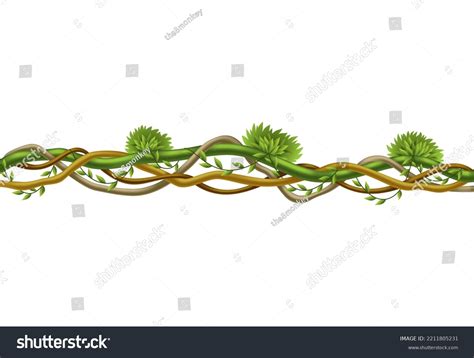 Liana Stem Border Rainforest Green Vine Stock Illustration 2211805231