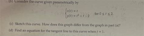 Solved B Consider The Curve Given Parametrically By