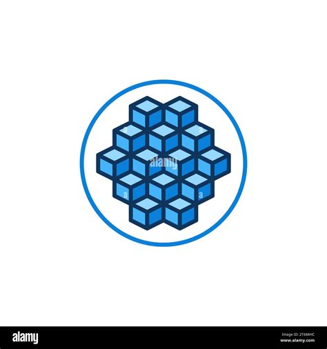 Circle With Blockchain Blocks Vector Concept Blue Icon Or Block Chain
