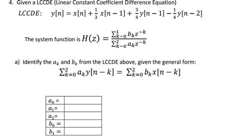solved 4 given a lccde linear constant coefficient