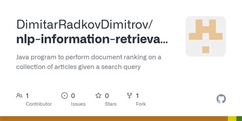 Github Dimitarradkovdimitrovnlp Information Retrieval Model Java