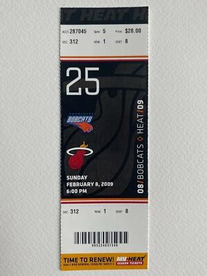 2009 Charlotte Bobcats At Miami Heat Ticket 2 8 09 Dwyane Wade Ebay