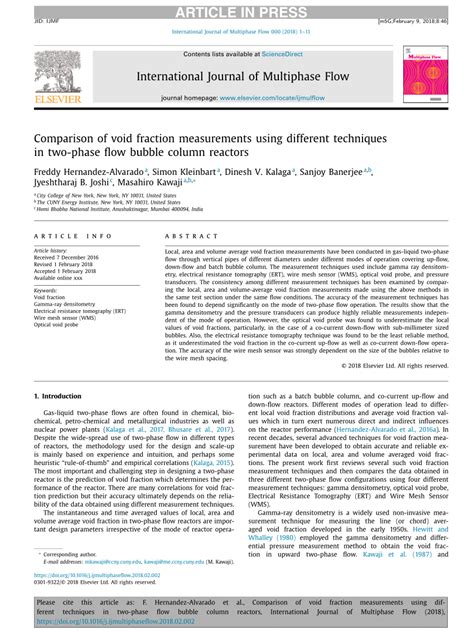 Pdf Comparison Of Void Fraction Measurements Using Different Techniques In Two Phase Flow