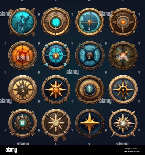 Rose Compass Game Ai Generated Aiming North Design East South Rose Compass Game Illustration