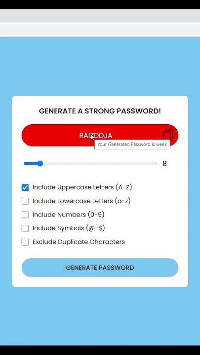 How To Create Random Strong Password Generator Using Html Css