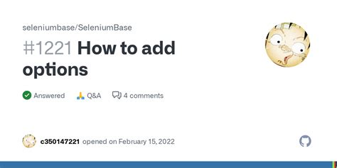 How To Add Options · Seleniumbase Seleniumbase · Discussion 1221 · Github