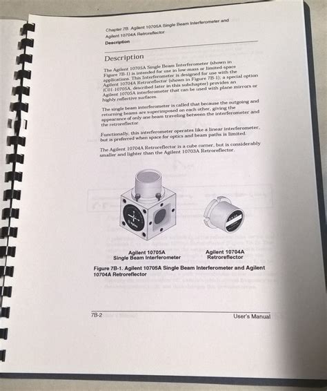 Agilent 10705a Interferometer And Agilent 10704a Retroreflector Manual