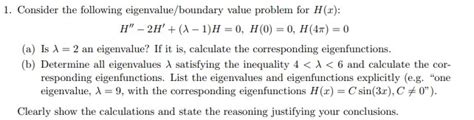 consider the following eigenvalue boundary value