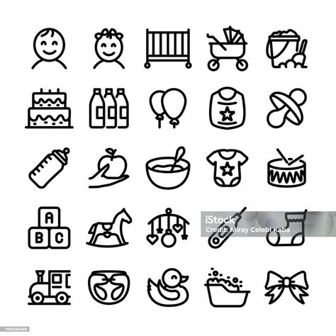 아기의 벡터 일러스트 레이 션 그래픽입니다 편집 가능한 획 크기 간단한 격리 아이콘입니다 기호 기호 요소 아이콘 세트 아이에