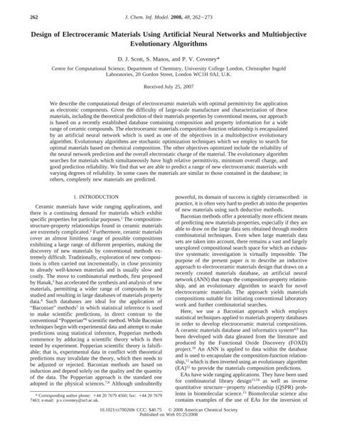 Pdf Design Of Electroceramic Materials Using Artificial Neural