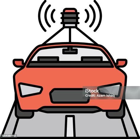로보 자동차 Gps 레이더 개념 오토 파일럿 Lidar 장치 벡터 색상 아이콘 디자인 미래 교통 기호 무인 녹색 교통 혁신 표지판 자율 항공 차량 스톡 일러스트 5g에 대한