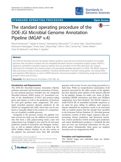 Pdf The Standard Operating Procedure Of The Doe Jgi Microbial Genome