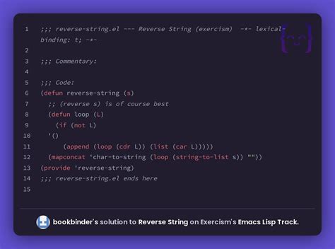 Bookbinders Solution For Reverse String In Emacs Lisp On Exercism