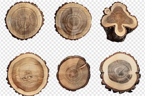 Premium PSD Set Of Slice Tree Trunk Isolated On Transparent Background
