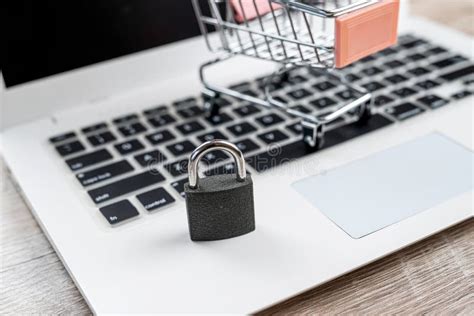 Black Lock On The White Laptop Keyboard Close Up Stock Image Image Of Hacker Cyber 281745347