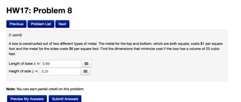 Solved HW17 Problem 7 Previous Problem List Next 1 Point A Chegg Com