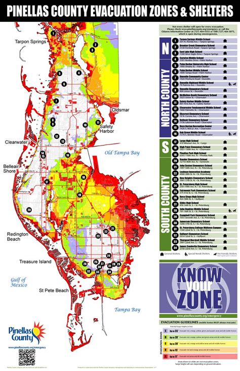 Pinellas County Evacuation Zones And Shelters Map