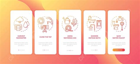 Onboarding Screen Of A Mobile App Featuring Water Saving Tips And