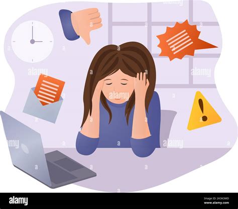 Mental Health Issue Burnout And Stress Concept Tired Woman At Work