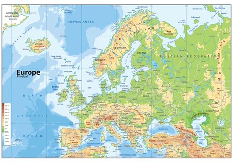 Physical Map Of Europe And Asia Wall Map Physical Europe 136 X 98