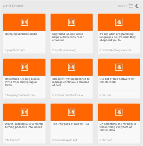 Hackernews Reader Codesandbox