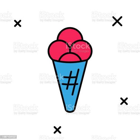 흰색 배경에 고립 된 와플 콘 아이콘에 채워진 윤곽 아이스크림 달콤한 기호 벡터 0명에 대한 스톡 벡터 아트 및 기타 이미지