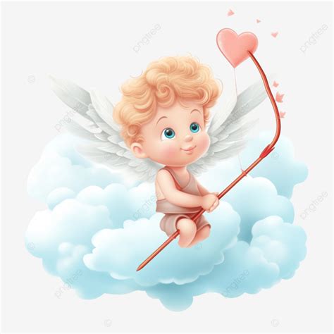 Cupido Fofo Com Uma Flecha Do Dia Dos Namorados Na Nuvem Png Bebê