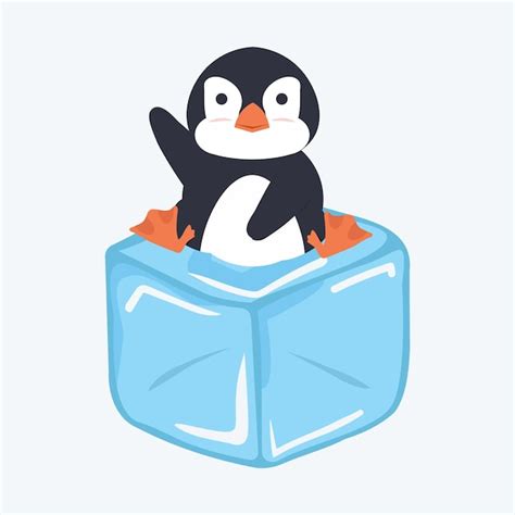 Premium Vector Cute Penguin On Ice Cube
