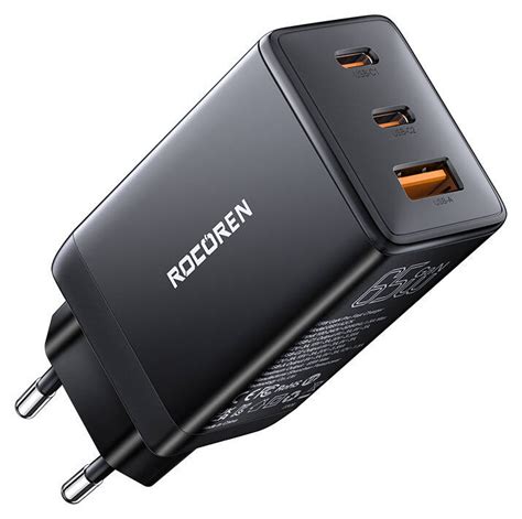 Rocoren GaN Pro USB C Oplader X USB C X USB A W V Sort DKK