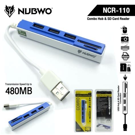Nubwo Hub 2 In 1 3 Port Card Reader รุ่น Ncr 110 Nubwo Hub Usb2 0 3port Reader พร้อมตัวอ่าน