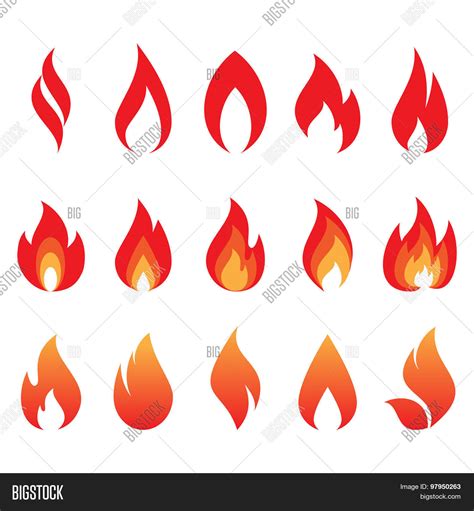 Vector Set Fire Vector And Photo Free Trial Bigstock