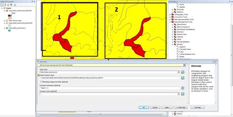 Arcgis Desktop Eliminate Red Polygons And Join Adjacent Ones