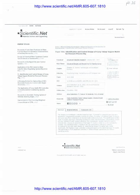 Pdf Identification And Control Design Of Fuzzy Takagi Sugeno Model For Pressure Process Rig