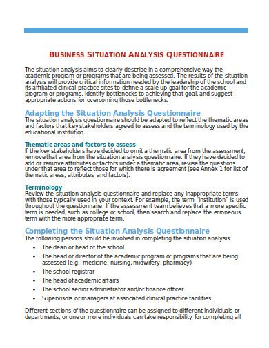 9 Business Analysis Questionnaire Templates In Pdf Ms Word